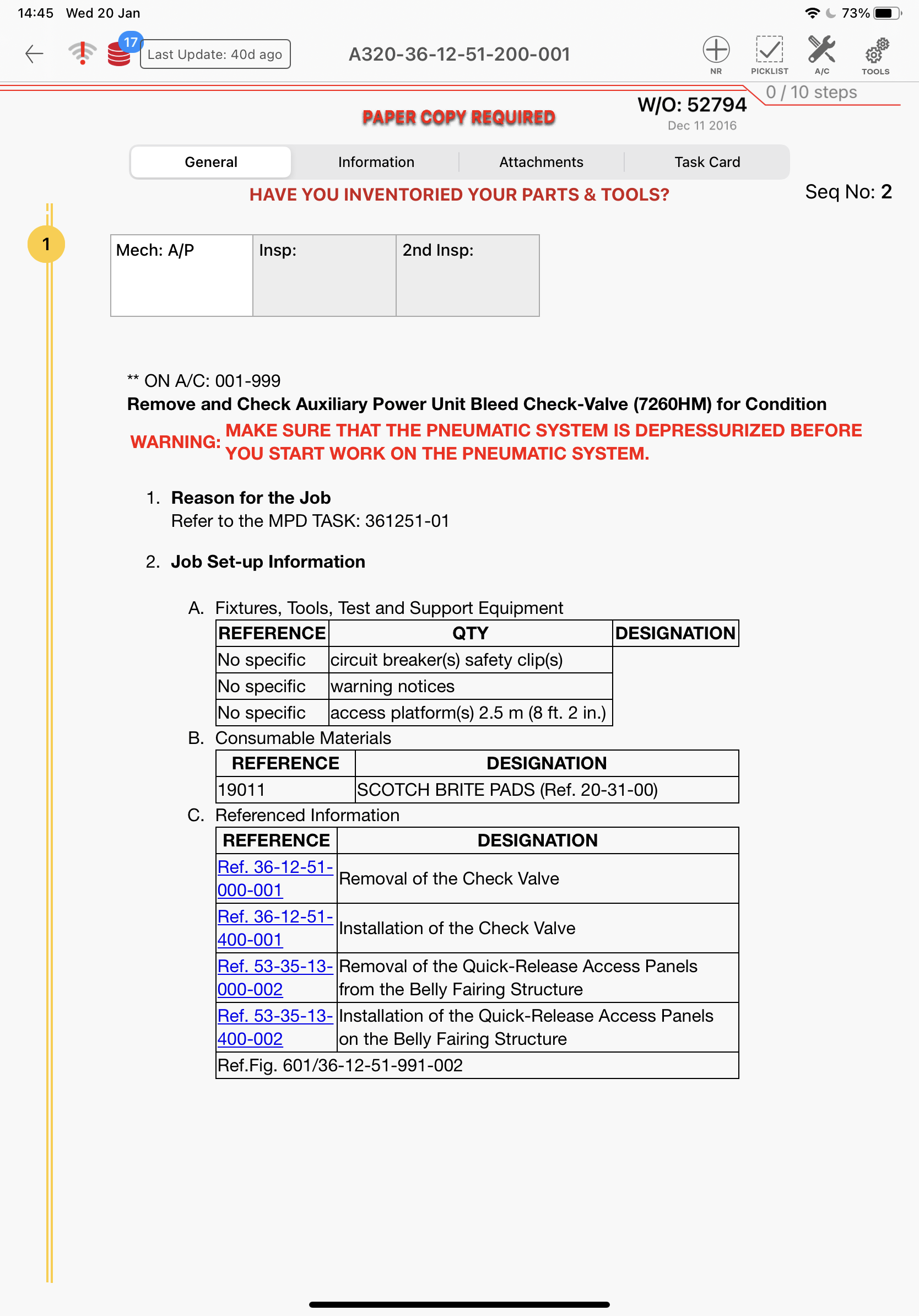 Aircraft Maintenance Job Card - Printable Cards